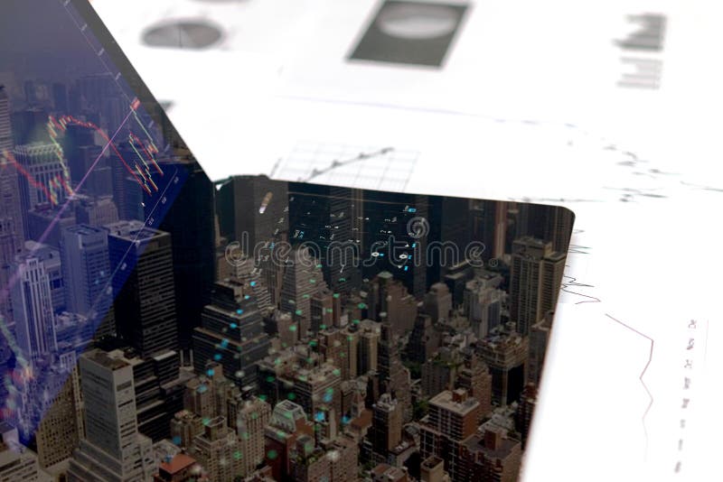 Close Up Double Exposure Business Analytics Dashboard Technology On ...