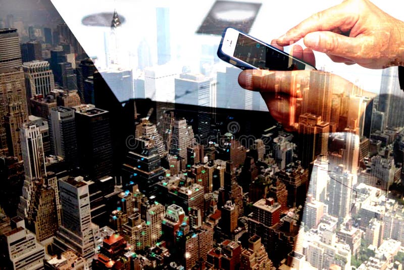 Close Up Double Exposure Business Analytics Dashboard Technology on ...