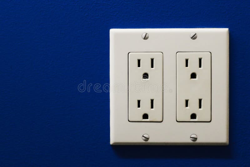 Close-up of Double Receptacle Electrical Wall Socket for North America ...