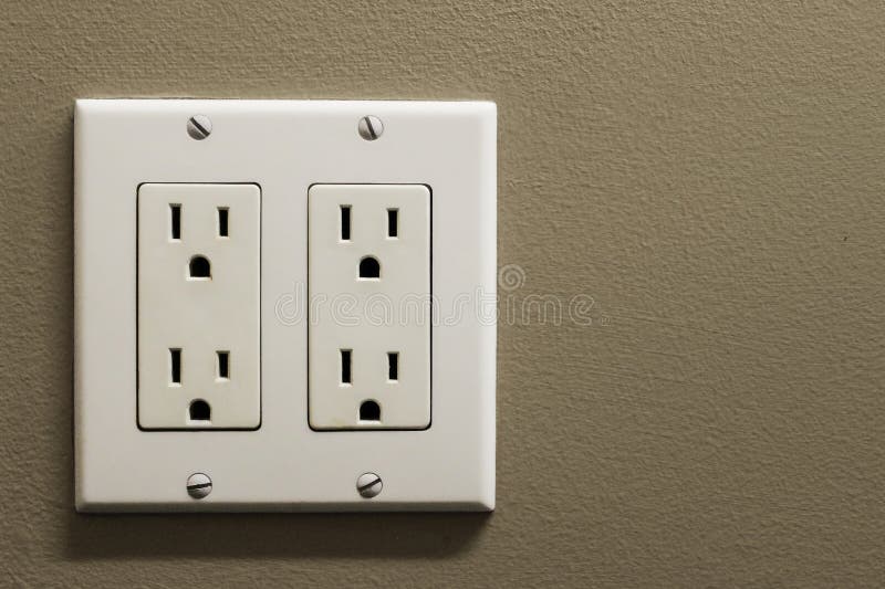 Close-up of Double Receptacle Electrical Wall Socket for North America ...