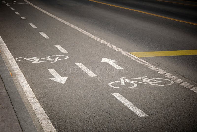 Close-up of Double-sided Markings for a Cycle Path on the Main ...