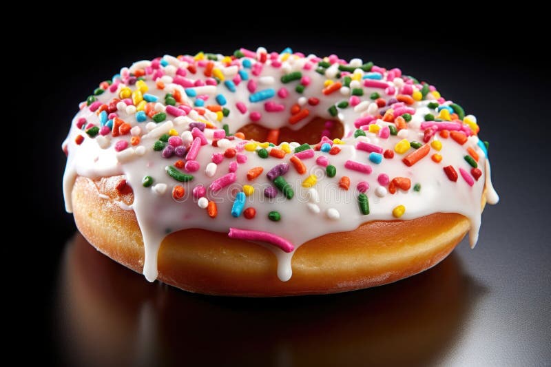 Close Up of a Doughnut Sprinkled with Frosting and Colorful Candy Bits ...