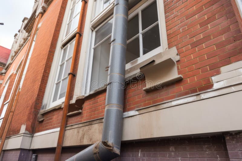 Close-up of Downpipe Being Removed from Building, with New Downpipe ...