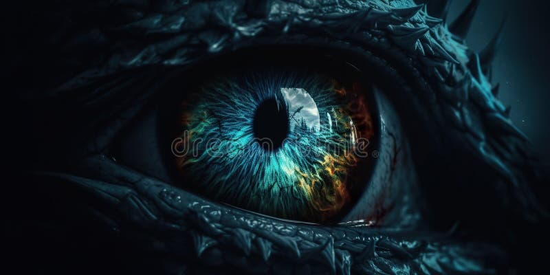A Close Up of a Dragon Eye. Generative AI Illustration. Stock ...