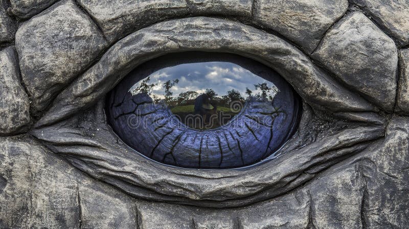Close-up Dragon Eye Sculpture Reflecting Park Scene Stock Image - Image ...