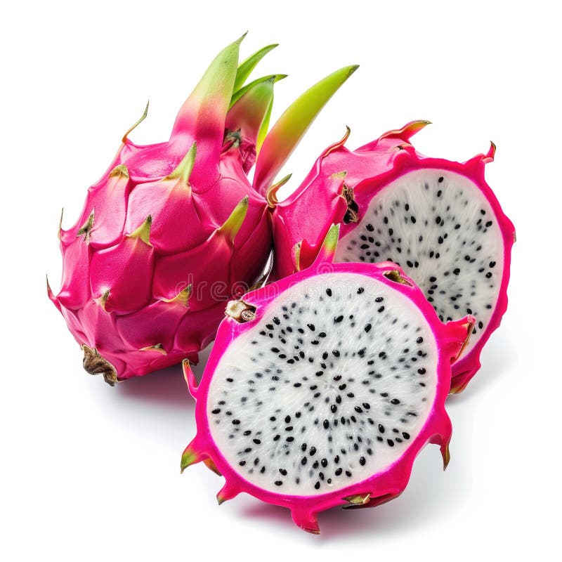 A Close Up of a Dragon Fruit Cut in Half Stock Illustration ...