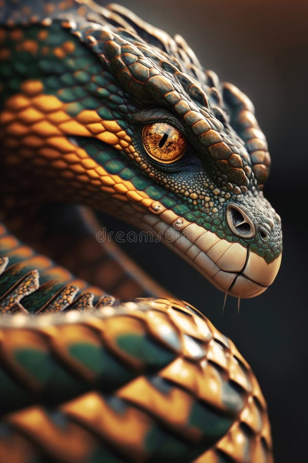Close-up of a Dragon Head in the Form of a Snake. Generative AI Stock ...