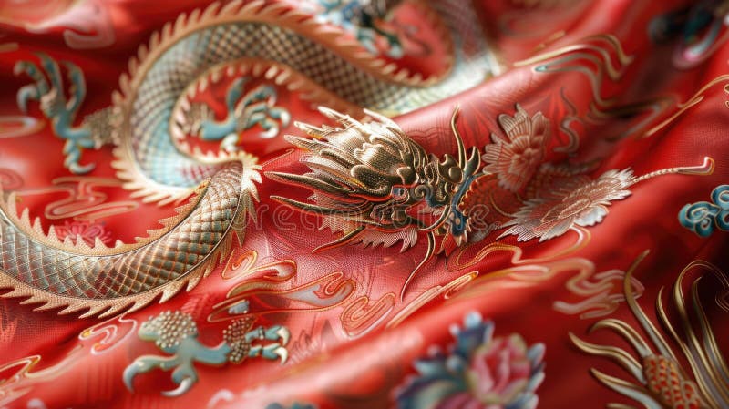 Close Up of a Dragon on a Red Cloth, Suitable for Fantasy Themed ...
