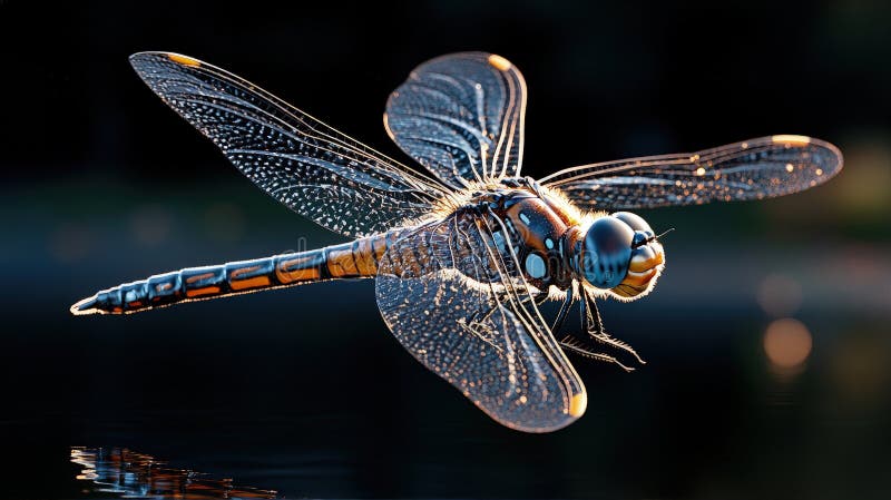 A Close-up of a Dragonfly in Motion, Its Iridescent Wings Catching the ...