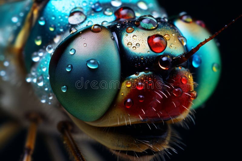 Close-up of a Dragonfly S Multifaceted Compound Eye Stock Illustration ...