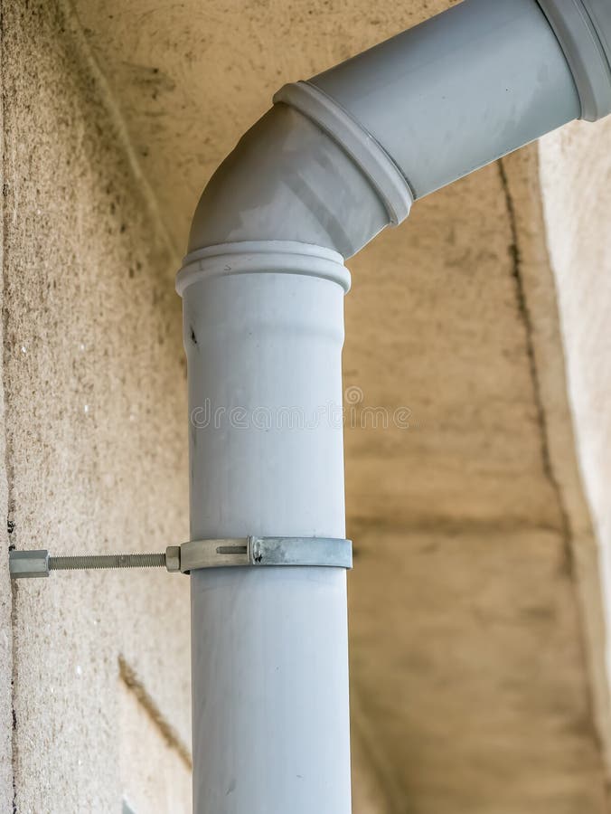Close Up with a Drain System Installation. Drainpipe on an Apartment ...