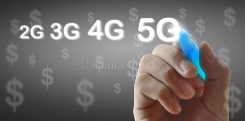 Close Up Drawing 5G Network Stock Photo - Image of business, media ...