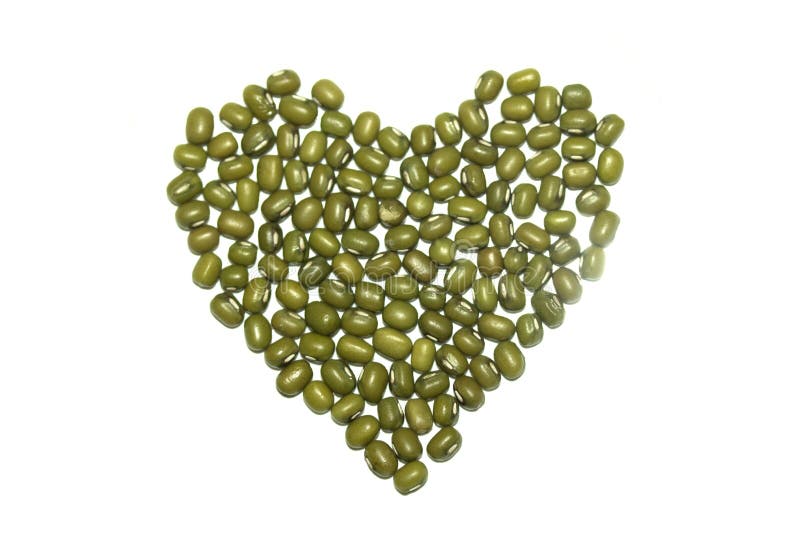 Close Up of Dried Beans Green Mung in a Heart Shape on a White ...