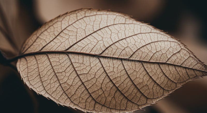 Close-Up of a Dried Beige Leaf with Visible Veins Stock Illustration ...