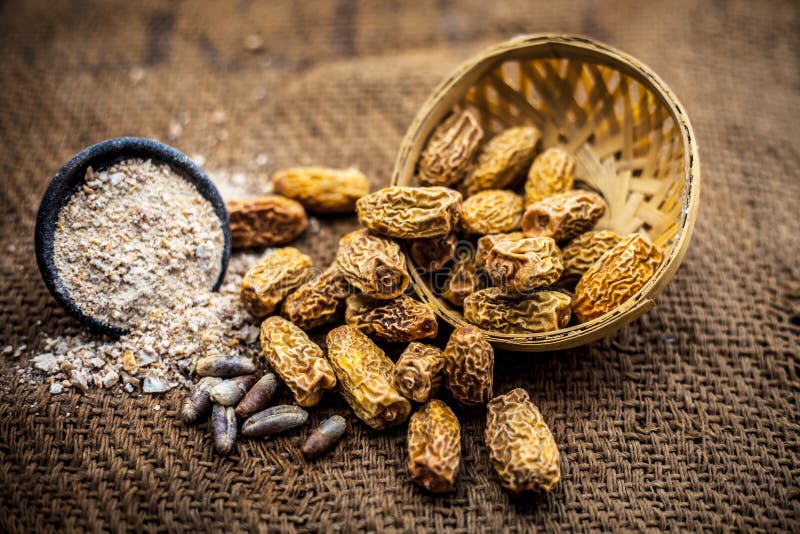 Close Up Dried Dates of Kharek or Phoenix Dactylifera in a Fruit Basket ...