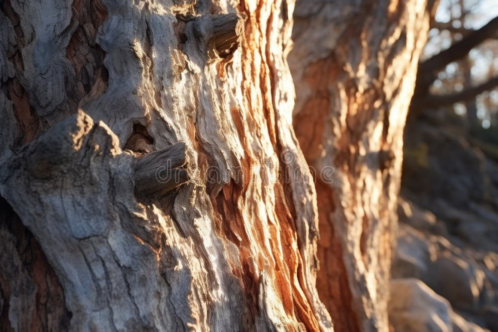Close-up of Dried Up Tree Bark in Sunlight Stock Image - Image of ...