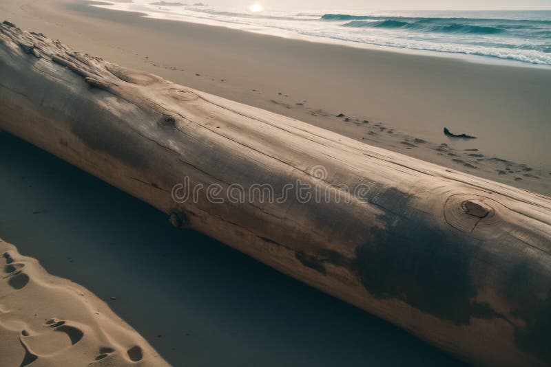 Close-up of a Driftwood Log on a Beach Stock Illustration ...