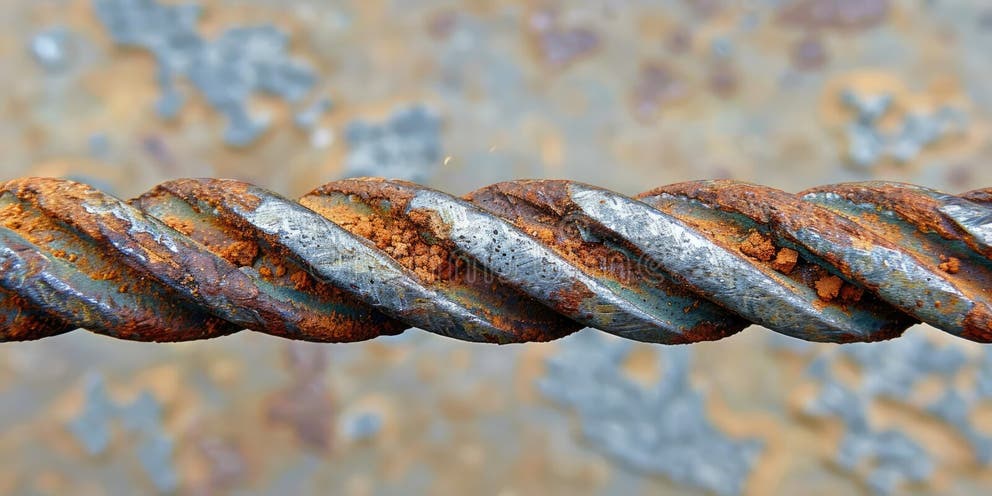 Close-up of a Drill Bit Applying Pressure on a Rusty Metal Surface ...