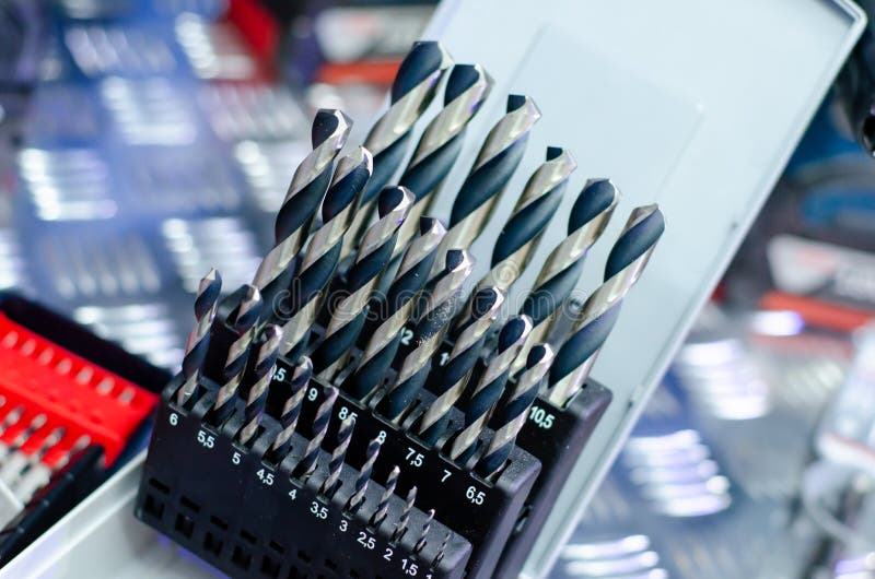 Close-up of Drill Bit Set in Box Editorial Stock Image - Image of skill ...