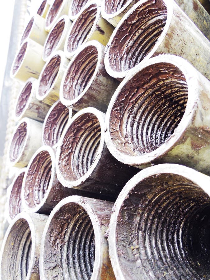 Close Up of Drill Pipe Threads. Stock Photo - Image of pipe, stacked ...