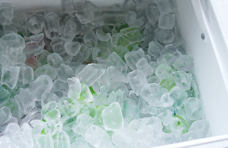 Close Up on Drinking Cans Inside Ice Blocks in the Cooler Stock Photo ...