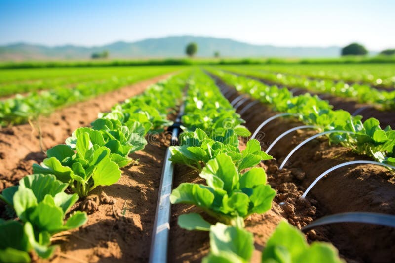 Close-up of Drip Irrigation System in a Field Stock Photo - Image of ...