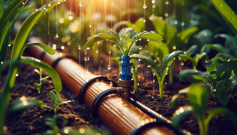 Close-Up of a Drip Irrigation System in an Organic Garden Bed Stock ...