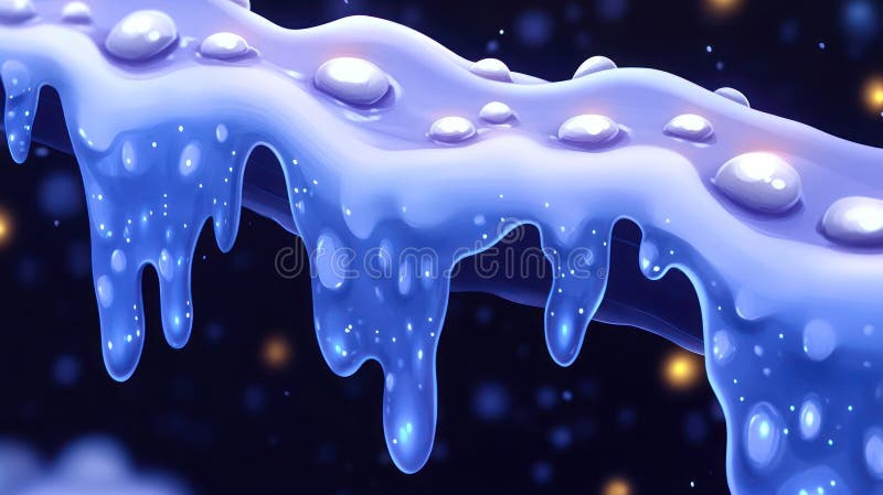 A Close-up of a Dripping, Glossy Blue Substance Resembling Slime or Ice ...