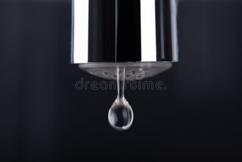 Close-up of Dripping Water Droplet Stock Image - Image of clean ...
