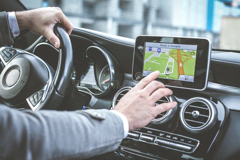 Looking a Place on Navigation. Stock Image - Image of screen, life ...