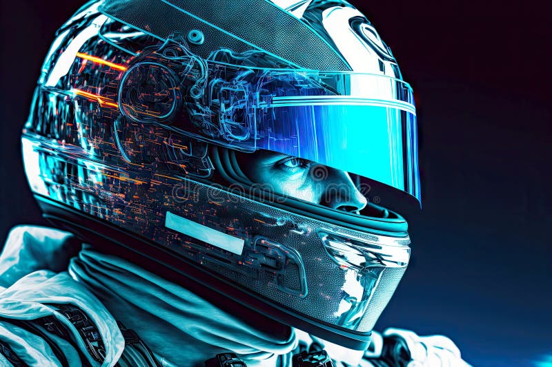 Close-up of Driver in Protective Helmet and Uniform at Formula One ...