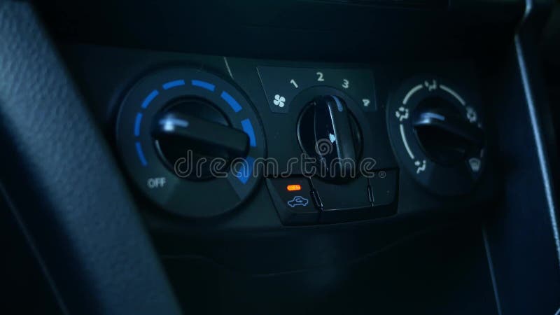 Close Up of Driver S Hand Adjusting Car Air-conditioning and ...