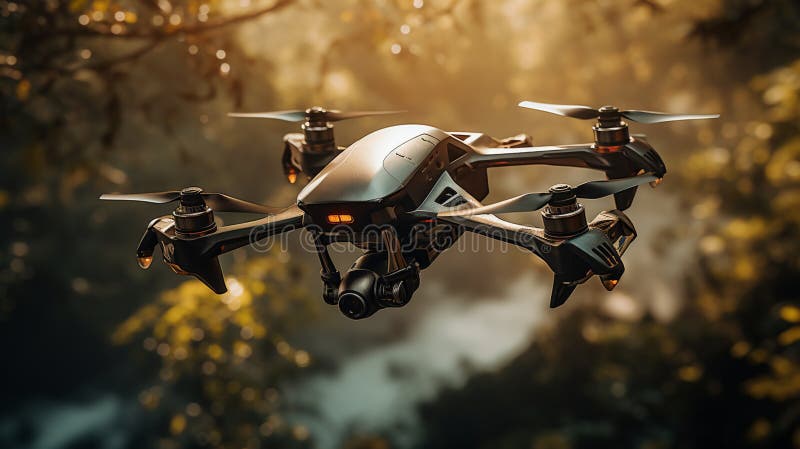 Close-up of a Drone Hovering Over Nature.Generative AI Stock ...