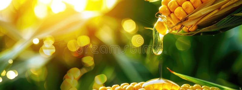Close Up Drop of Corn Essential Oil. Selective Focus Stock Image ...