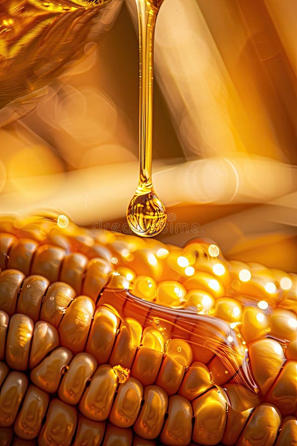 Close Up Drop of Corn Essential Oil. Selective Focus Stock Photo ...
