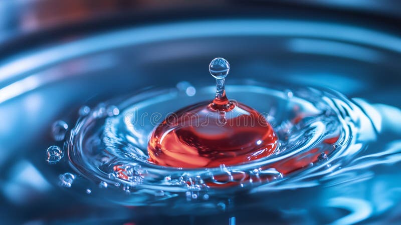 A Close-up of a Drop of Liquid Falling Onto the Surface of the Water ...
