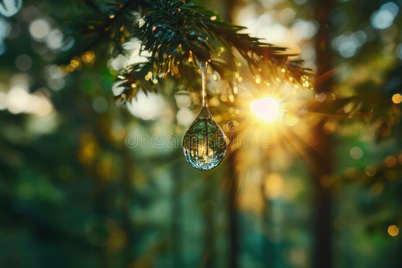 Close-up of a Drop with Sun Reflection Stock Illustration ...