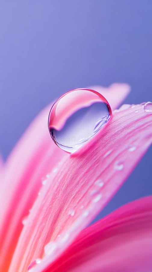 A Close Up of a Drop of Water on a Pink Flower Stock Photo - Image of ...