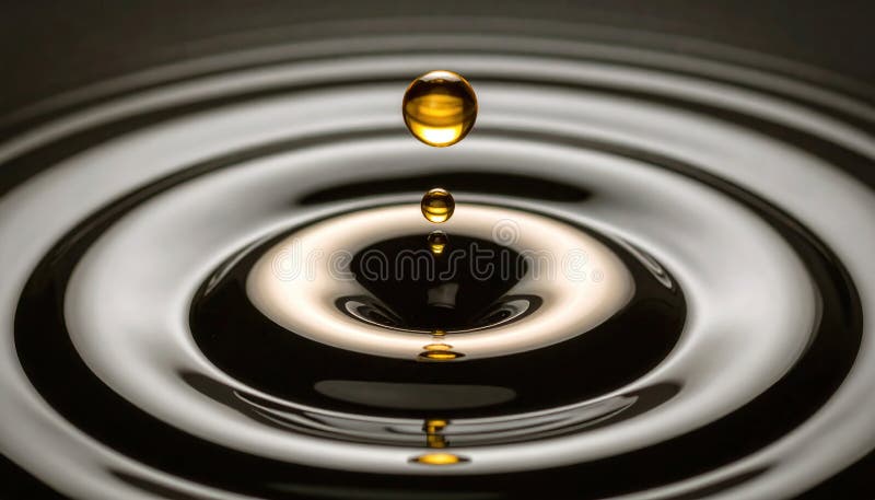 Close Up of Droplet Falling into Liquid Surface Creating Ripples Stock ...