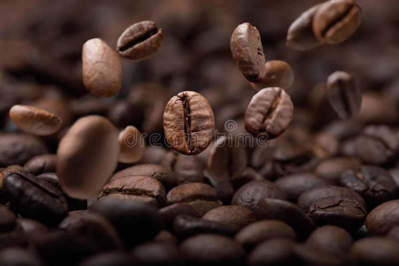 Close Up Dropping Coffee Beans Stock Photo - Image of abstract, drink ...