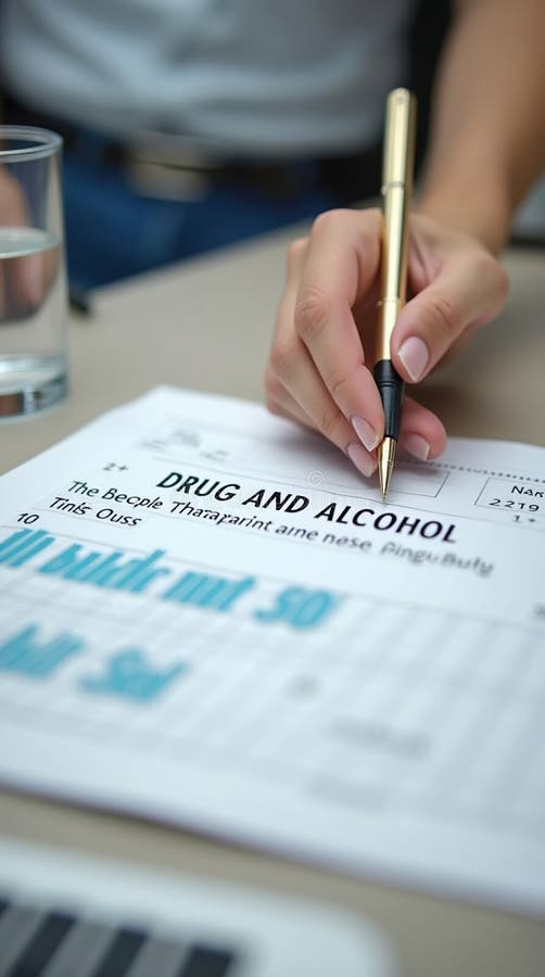 Drug and Alcohol Testing Form on Office Table with Pen Stock ...