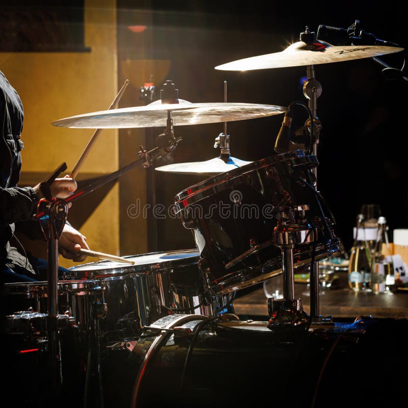 Close-up of Drummer Drumsticks with a Drum Set. Stock Image - Image of ...