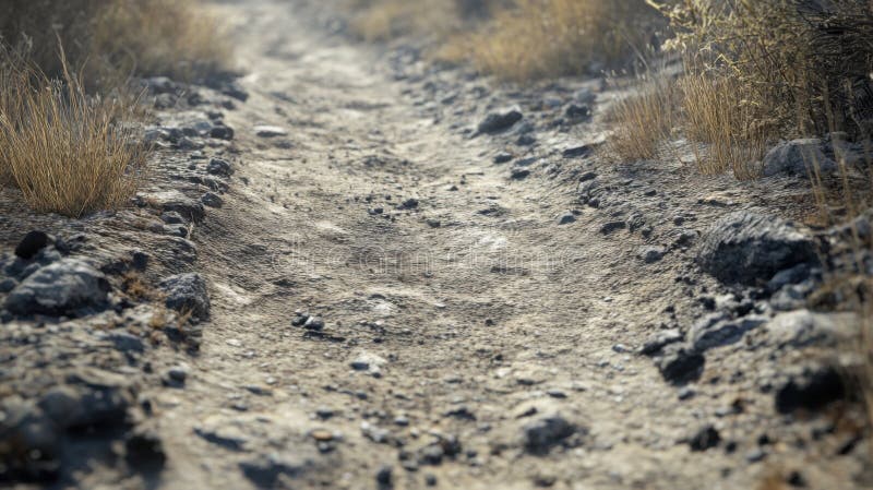 Close Up of a Dry, Dusty Path with Rocks and Grass Stock Illustration ...