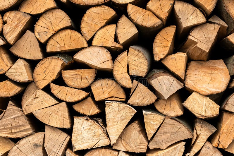Close-up of Dry Firewood Pieces Arranged in an Orderly Stack Stock ...