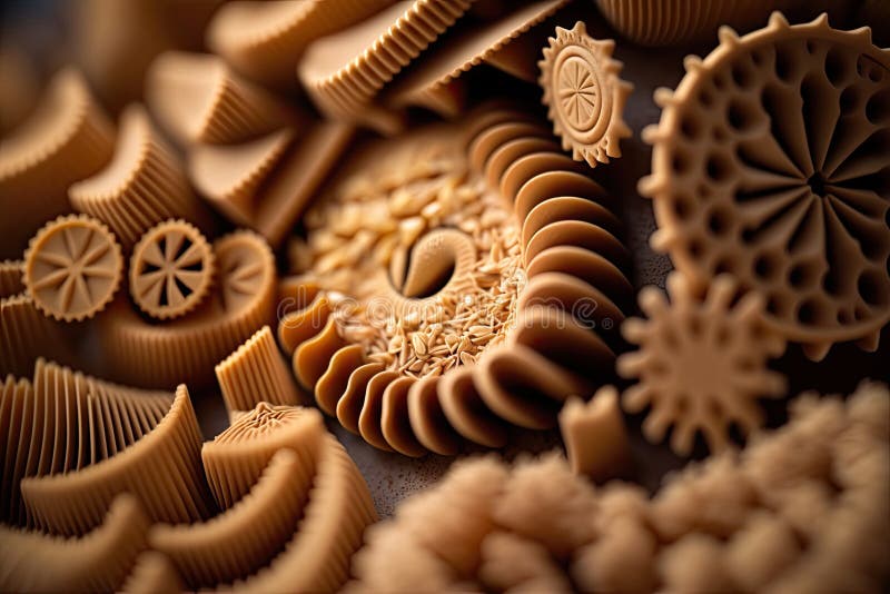 Close-up of Dry Pasta, with Intricate Shapes and Textures Visible Stock ...