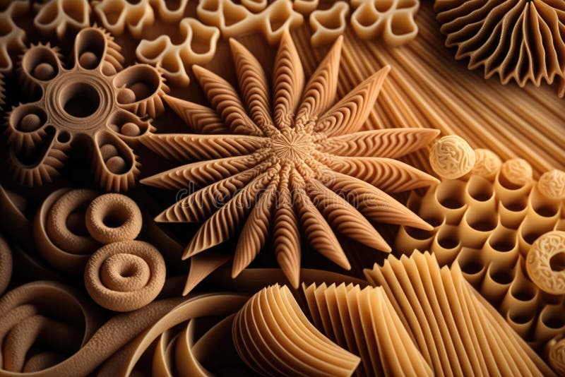 Close-up of Dry Pasta, with Intricate Shapes and Textures Visible Stock ...