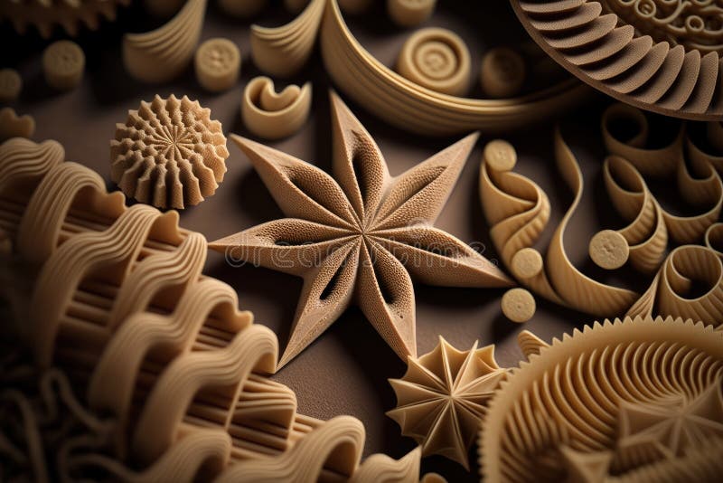 Close-up of Dry Pasta, with Intricate Shapes and Textures Visible Stock ...