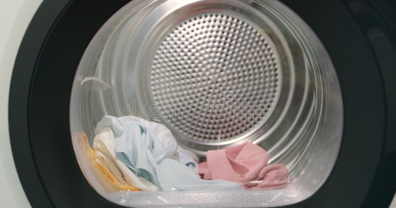 Close Up of Drying Machine. Drying Laundry Clothes. Dryer Laundry ...