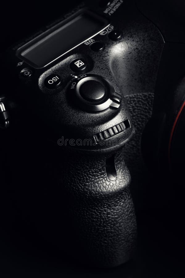 Close-up of a DSLR Camera Highlighting the Texture, Buttons, and Dials ...