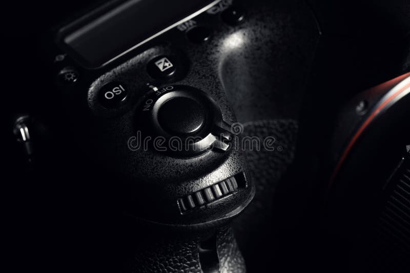 Close-up of a DSLR Camera Highlighting the Texture, Buttons, and Dials ...